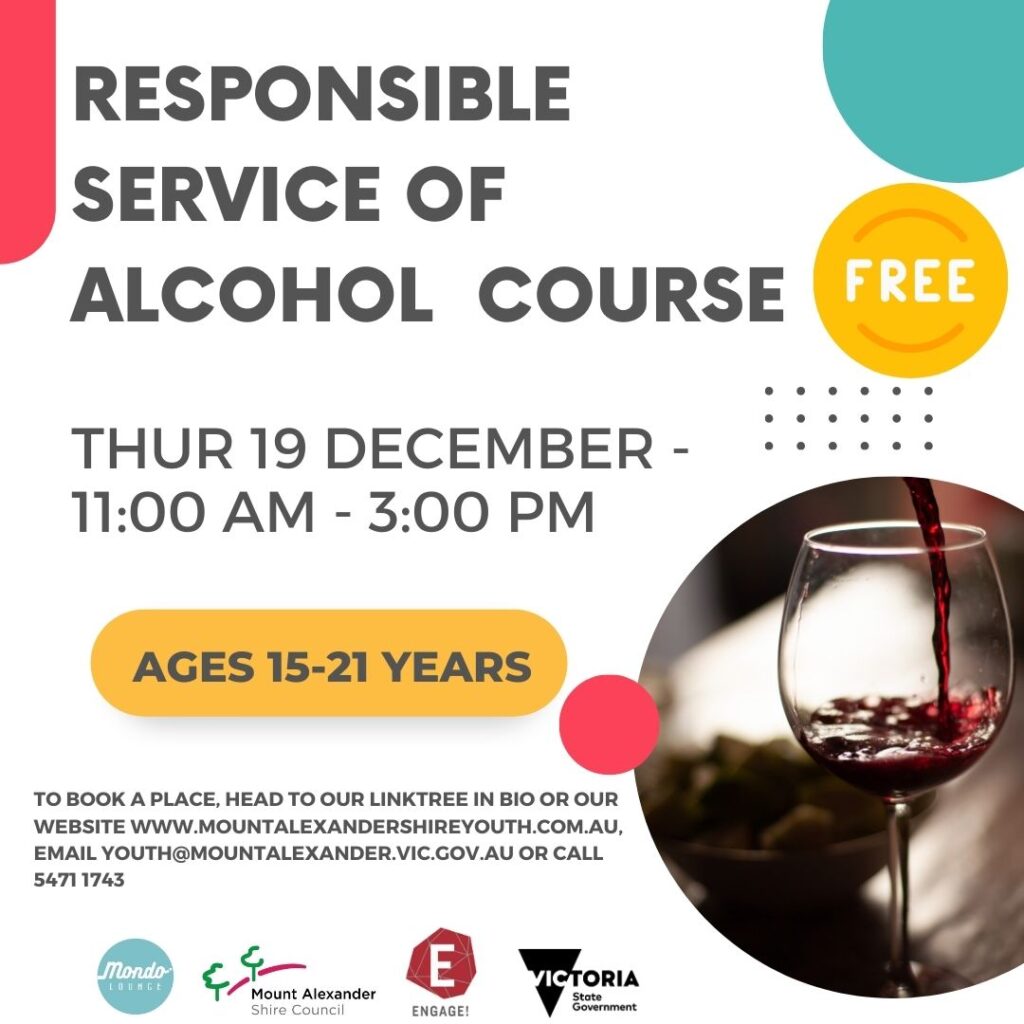 Responsible Service of Alcohol Course – Mount Alexander Shire Youth